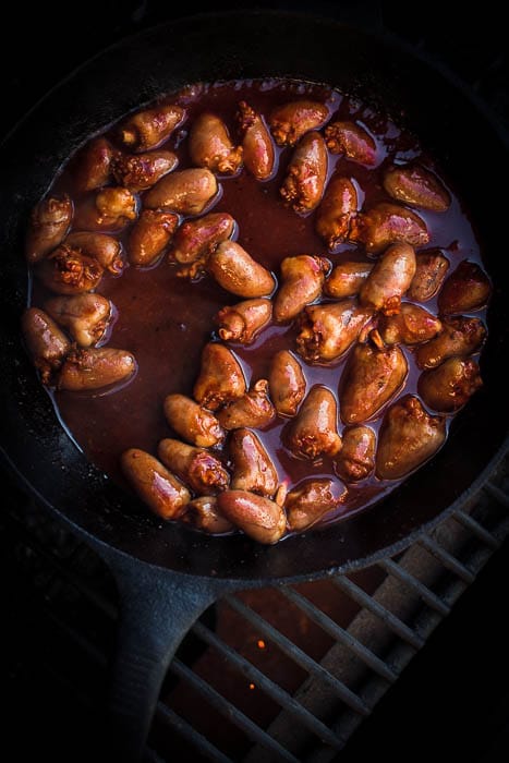 Bloody Rum Glazed chicken hearts – The Ultimate halloween Snack